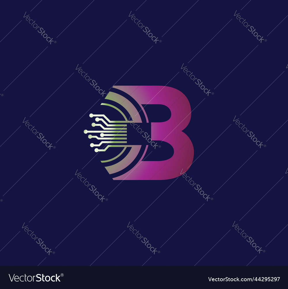 B letter technology communication modern logo Vector Image