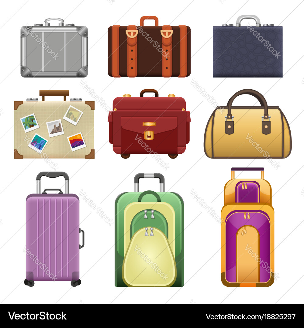 Bags - modern realistic isolated set Royalty Free Vector