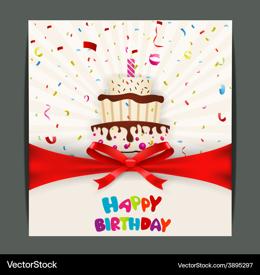 Birthday card design with cake Royalty Free Vector Image