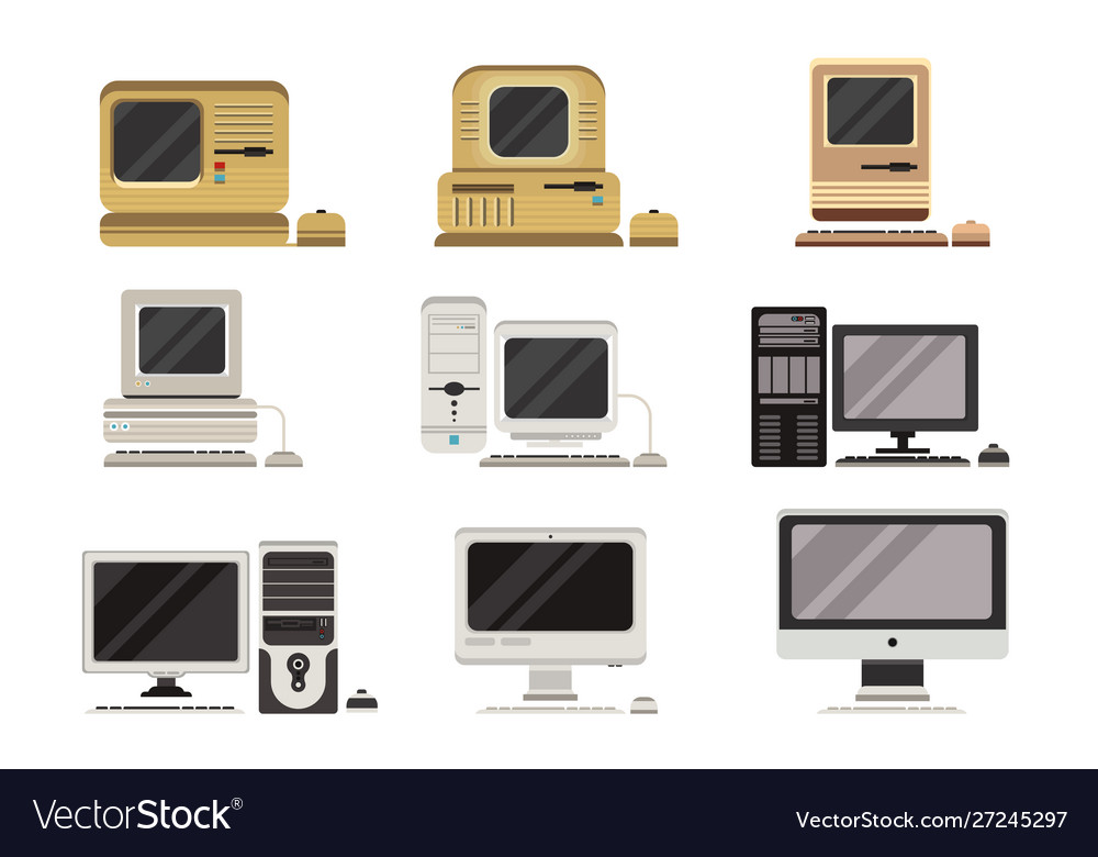 Computers set pc evolution from obsolete to Vector Image