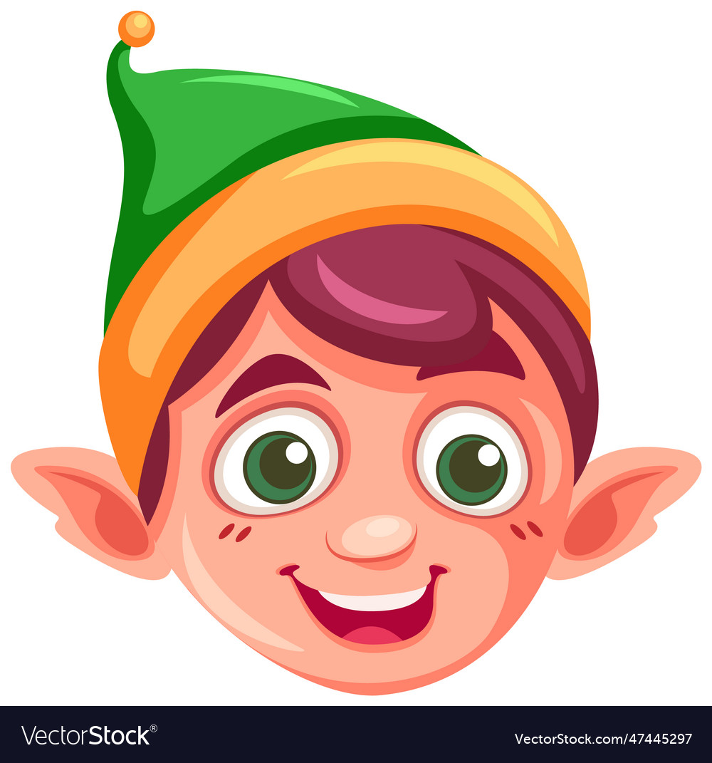 Cute Elf Face Cartoon Character Royalty Free Vector Image