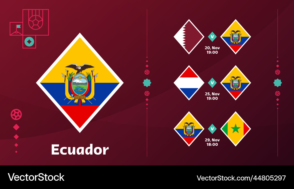 Ecuador national team schedule matches Royalty Free Vector