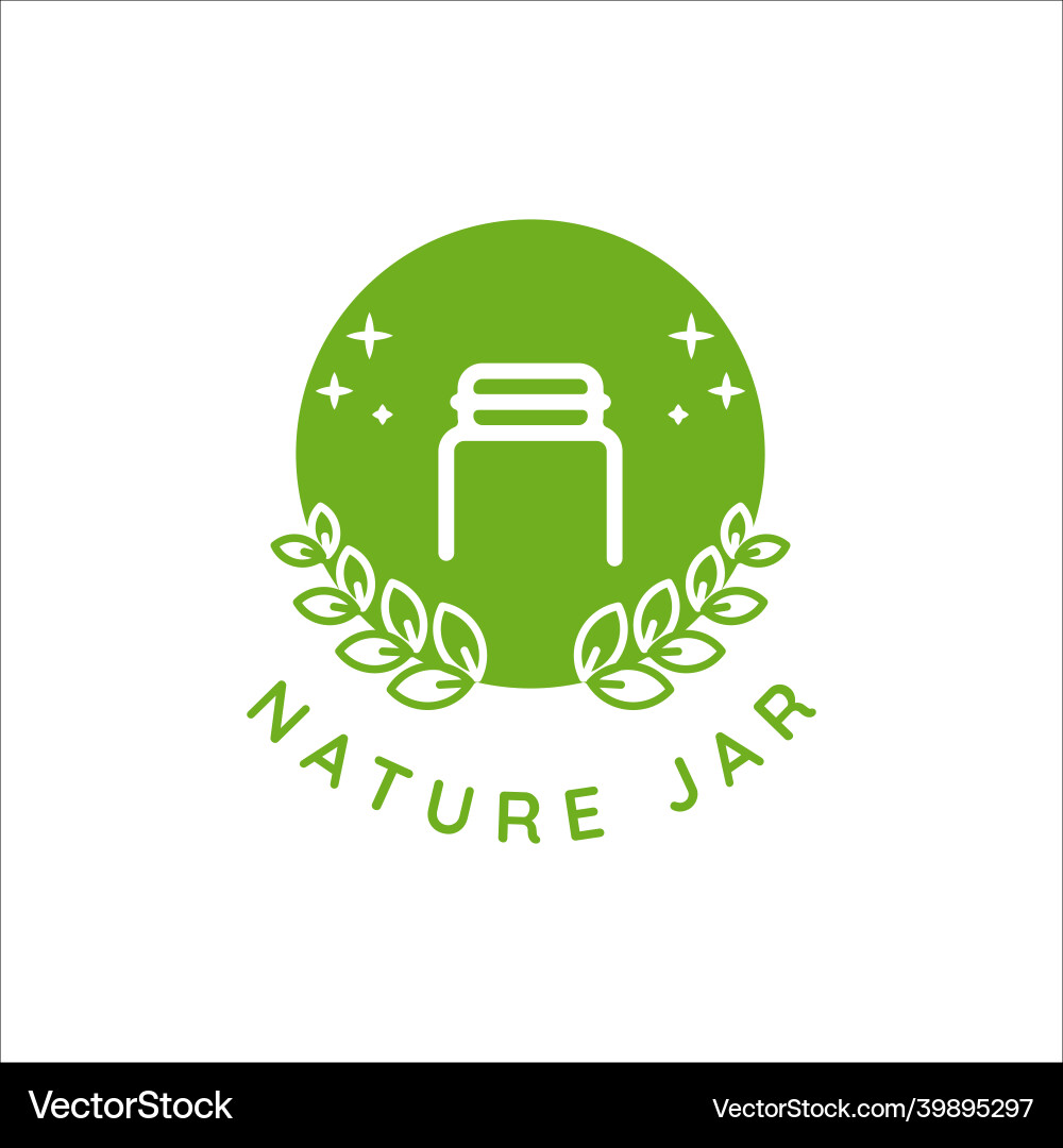 Jar with leaf logo vintage template icon design Vector Image