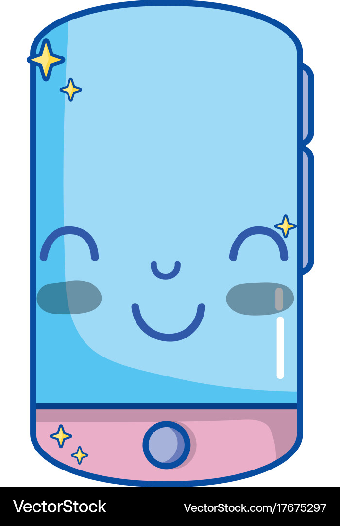 Kawaii cute happy smartphone technology Royalty Free Vector