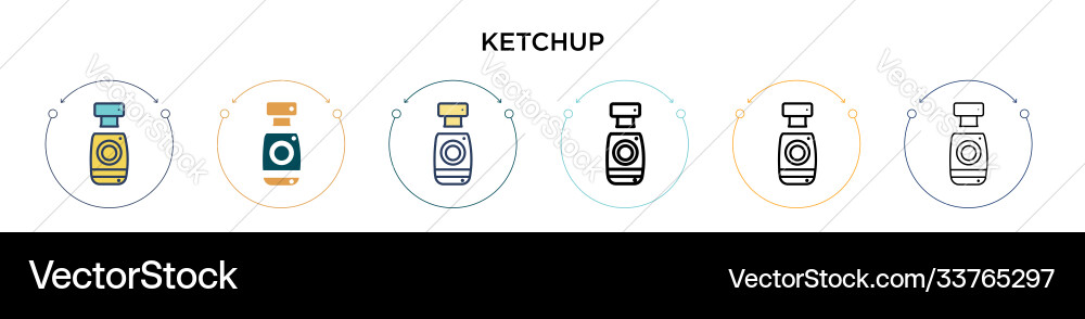 Ketchup icon in filled thin line outline Vector Image