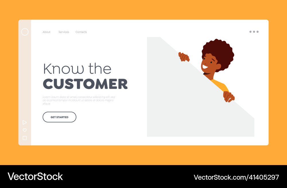Know the customer landing page template smiling Vector Image