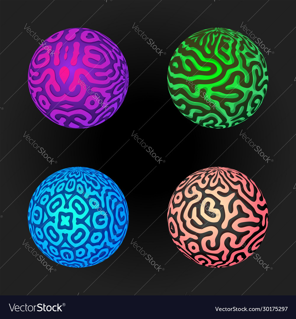 Pattern surface spheres set Royalty Free Vector Image