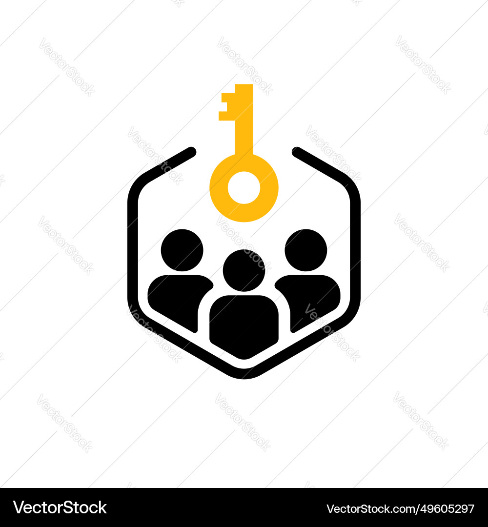 Simple people with key like teamwork success Vector Image