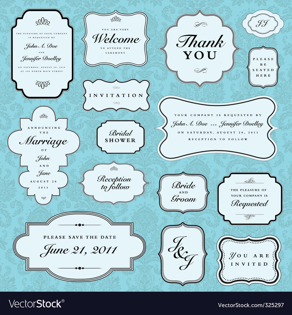 Wedding frame set Royalty Free Vector Image - VectorStock