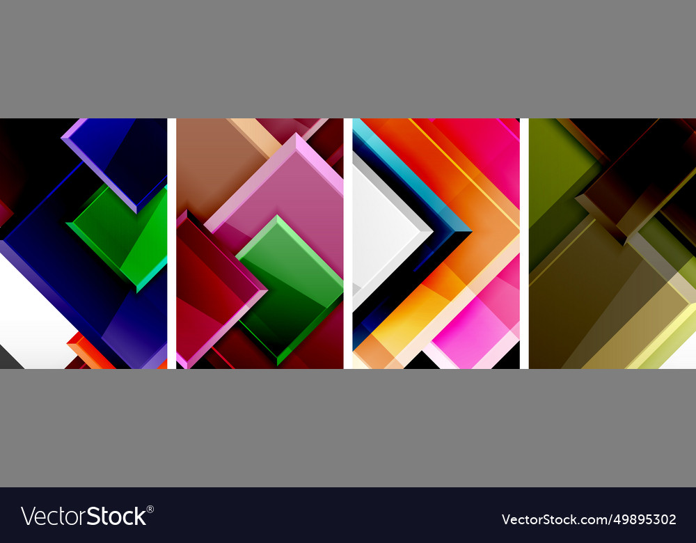 Color glass glossy square composition poster set Vector Image