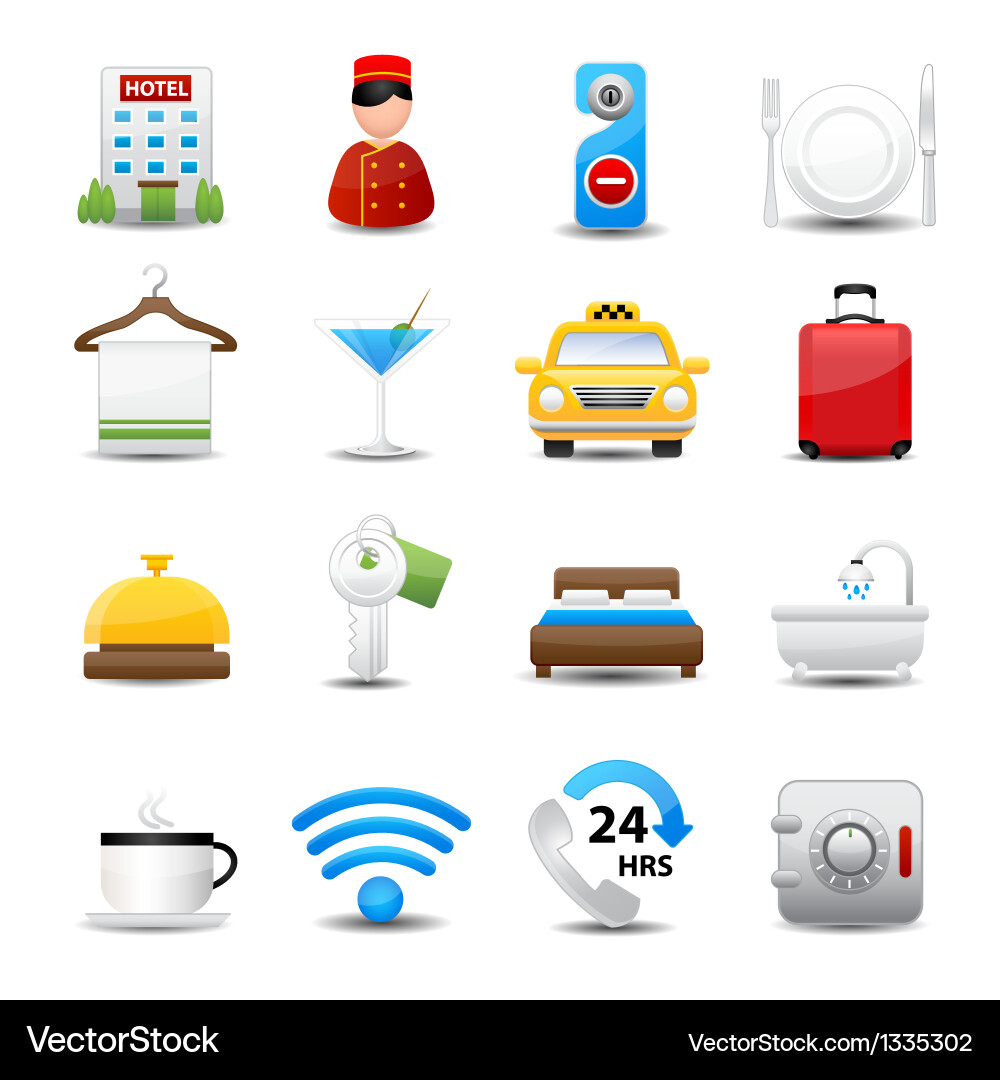 Hotel Icon Set - Modern Style Royalty Free Vector Image