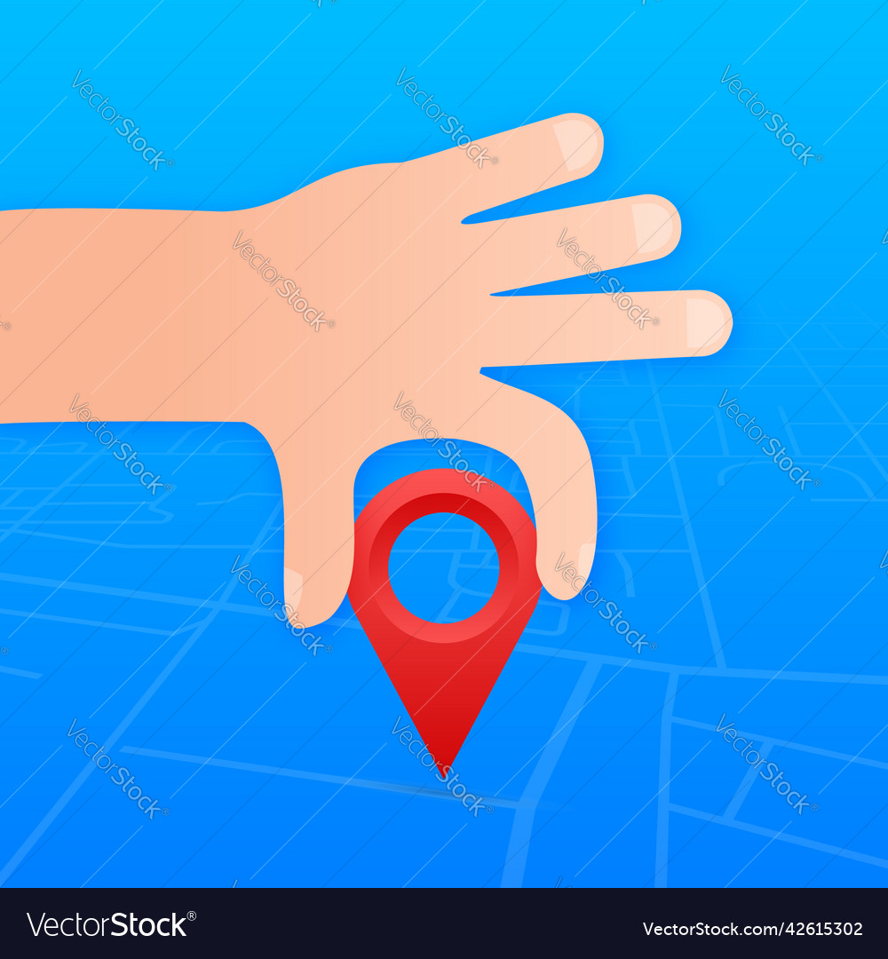 Map pointer in hand on white background vactor Vector Image