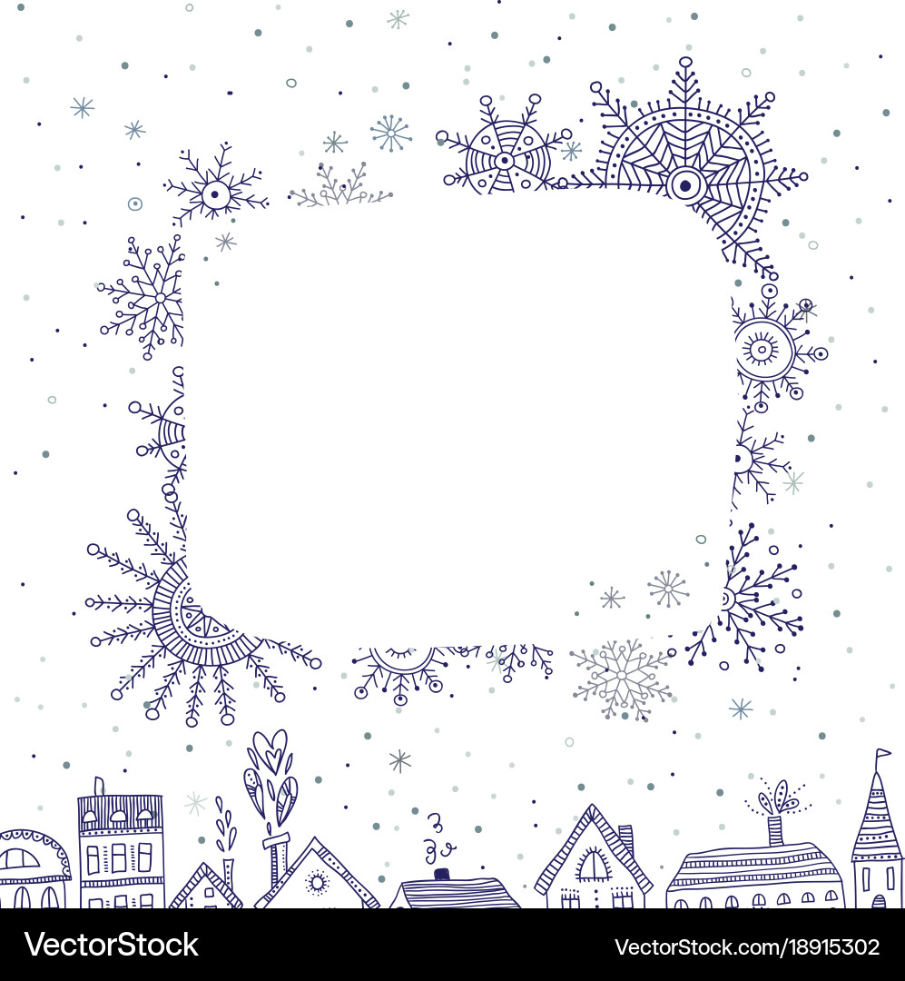 Merry christmas frame for text with houses Vector Image
