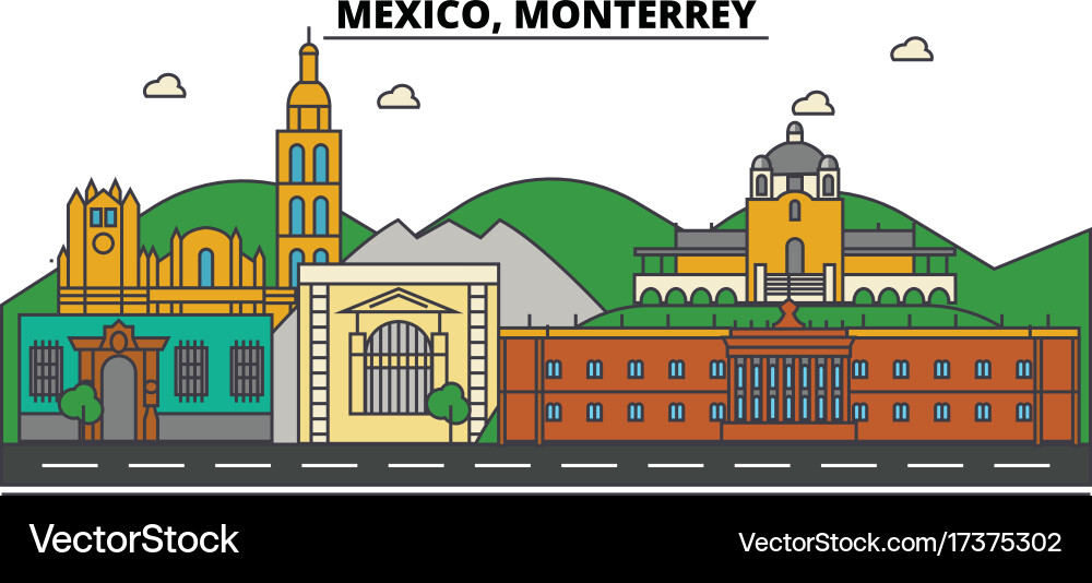 Mexico monterrey city skyline architecture Vector Image