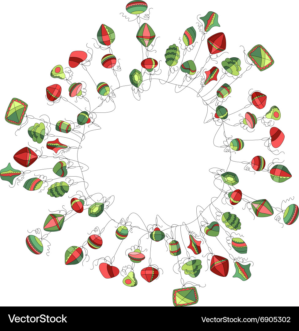 Round christmas wreath with decoration isolated Vector Image