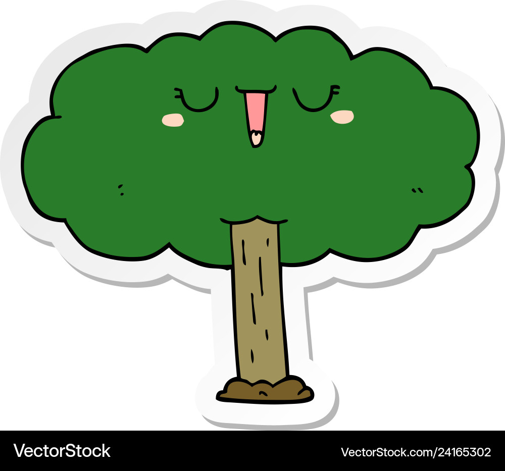 Sticker of a cartoon tree Royalty Free Vector Image