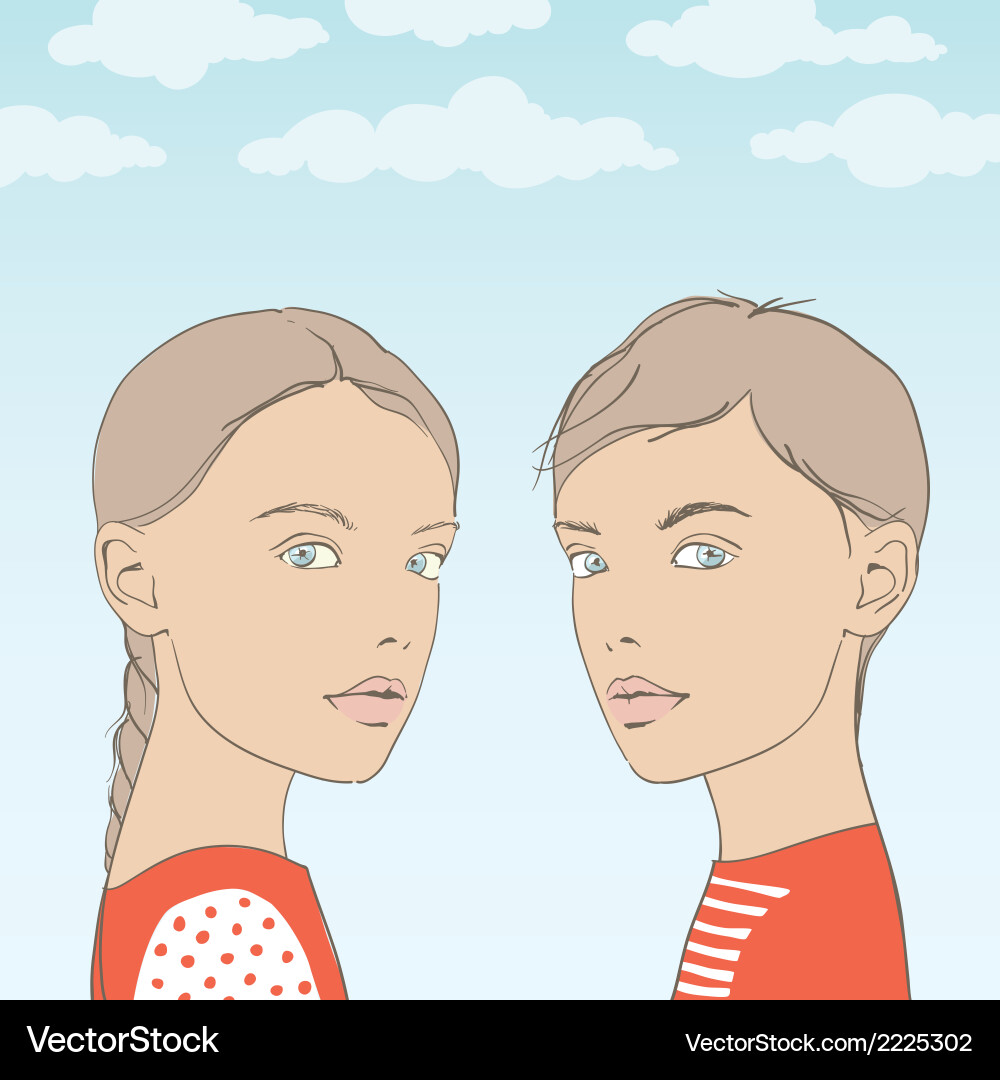 Twins brother and sister Royalty Free Vector Image