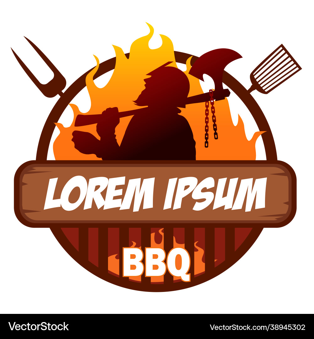 Viking barbecue logo cartoon Royalty Free Vector Image