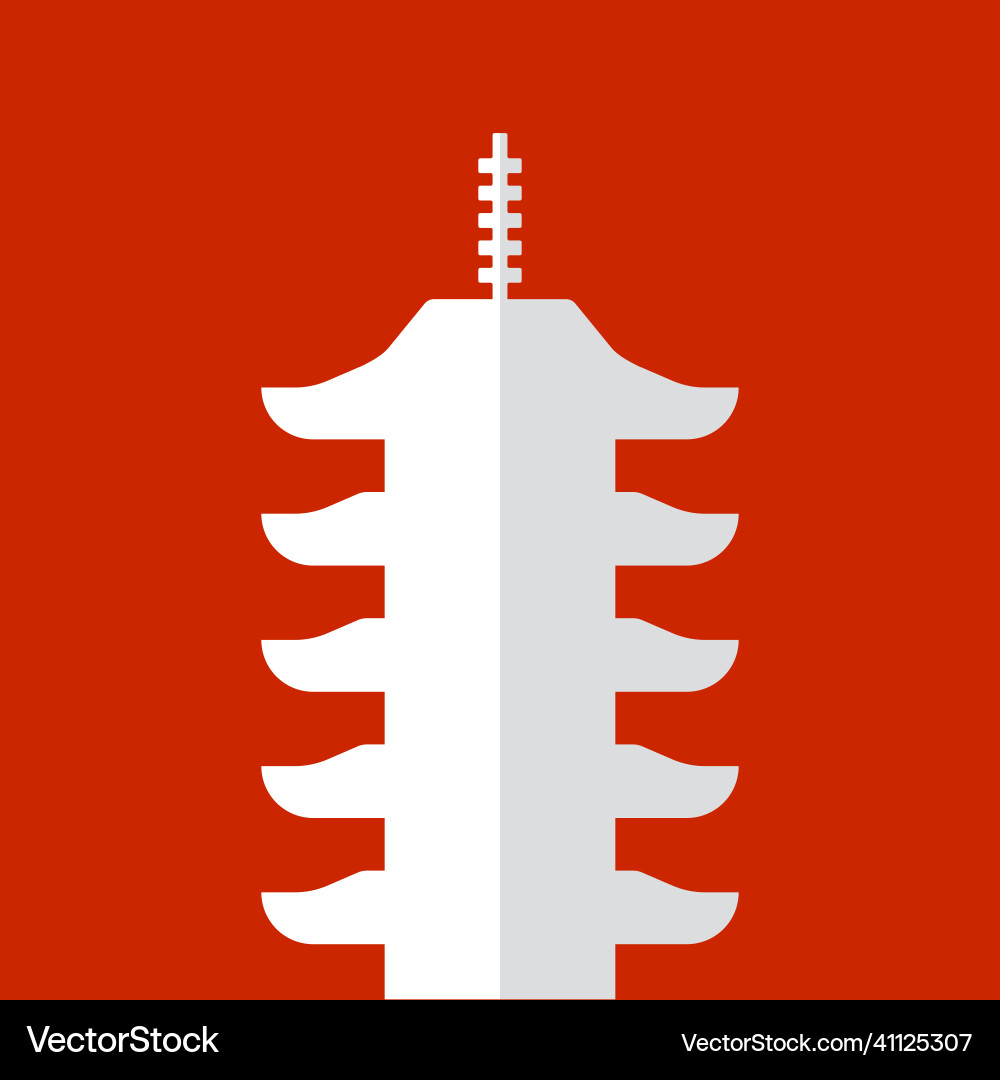 Asian pagoda tower icon on red background Vector Image
