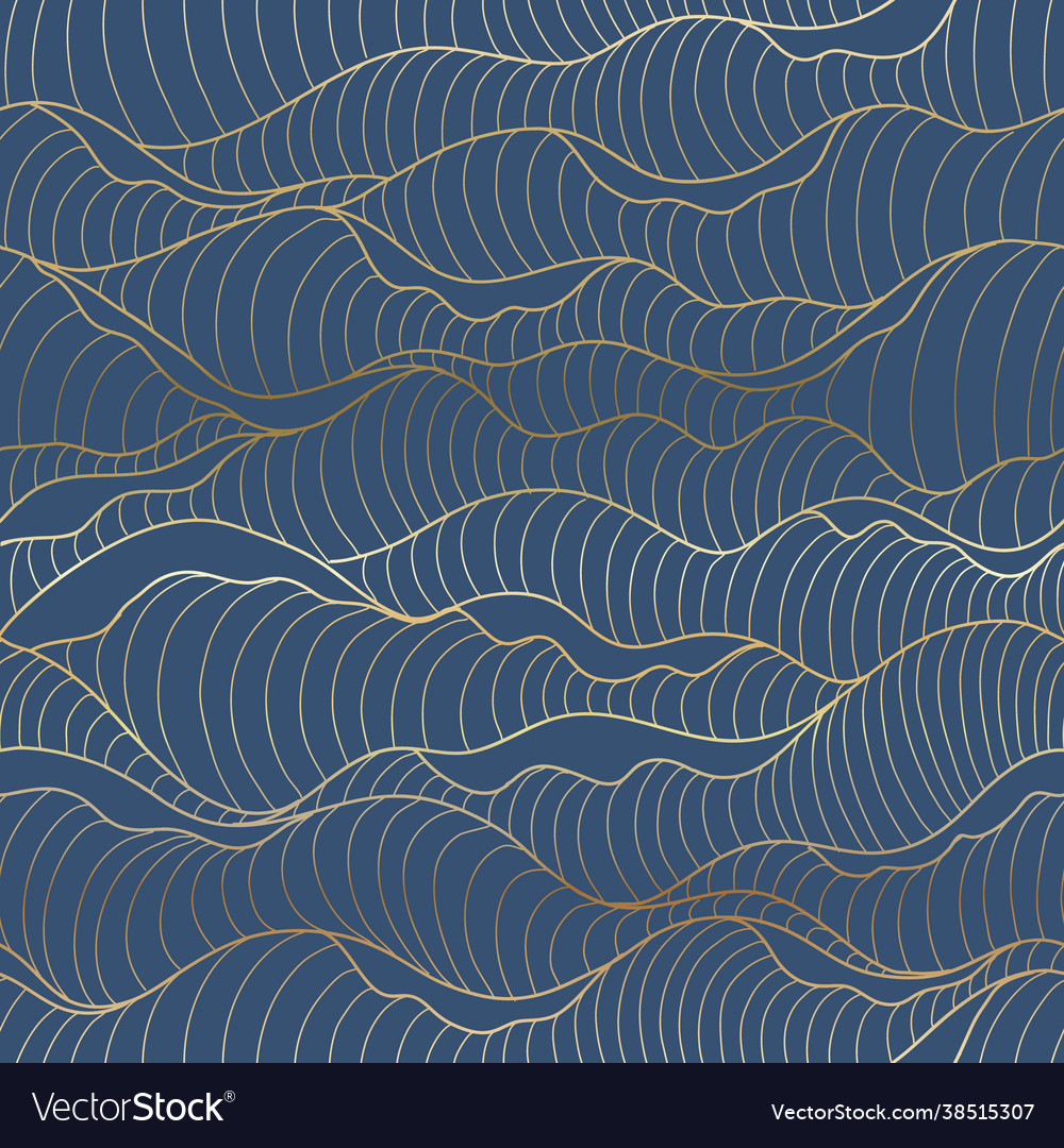 Background gold ocean wave pattern Royalty Free Vector Image