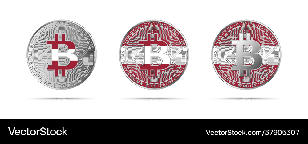 Bitcoin crypto coins with flag latvia Royalty Free Vector