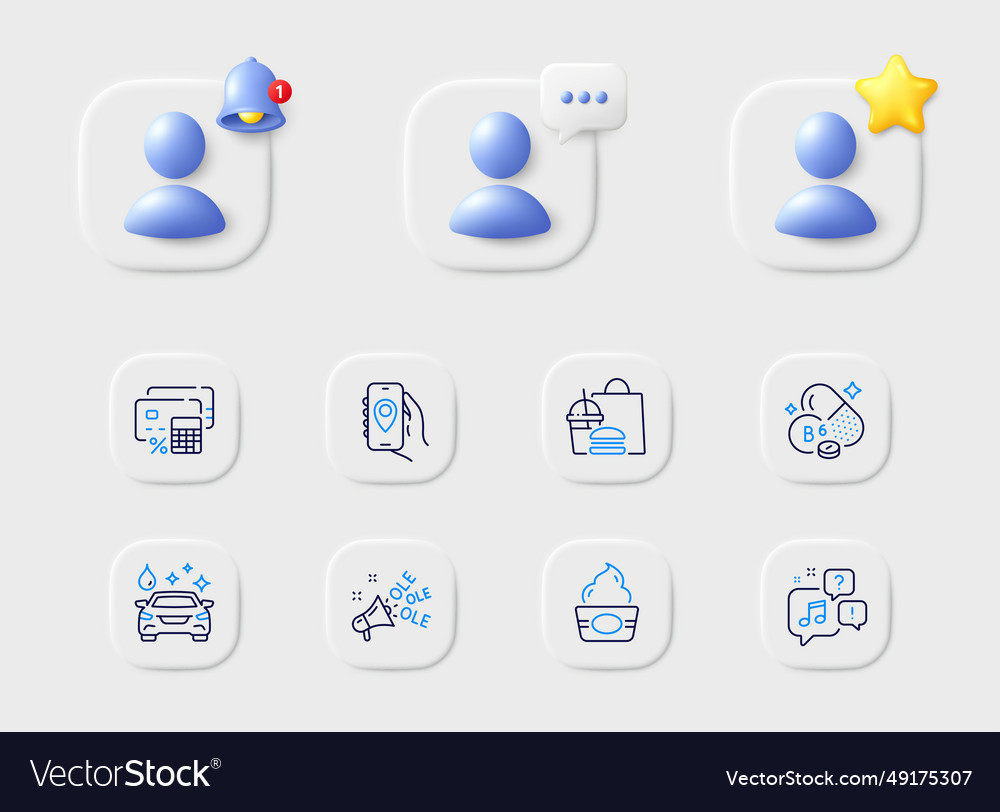 Car wash voicemail and location app line icons Vector Image
