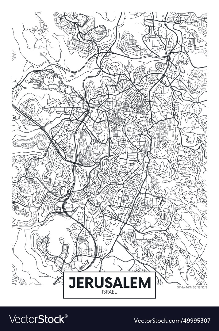 City map jerusalem urban planning travel poster Vector Image