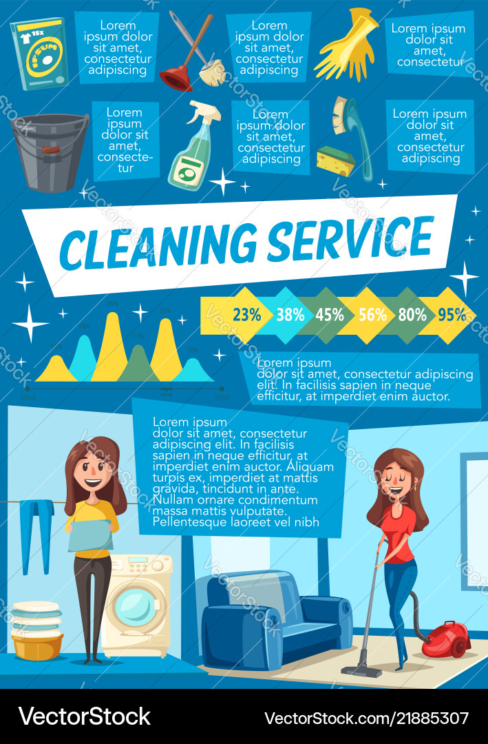 Cleaning service and household work infographics Vector Image
