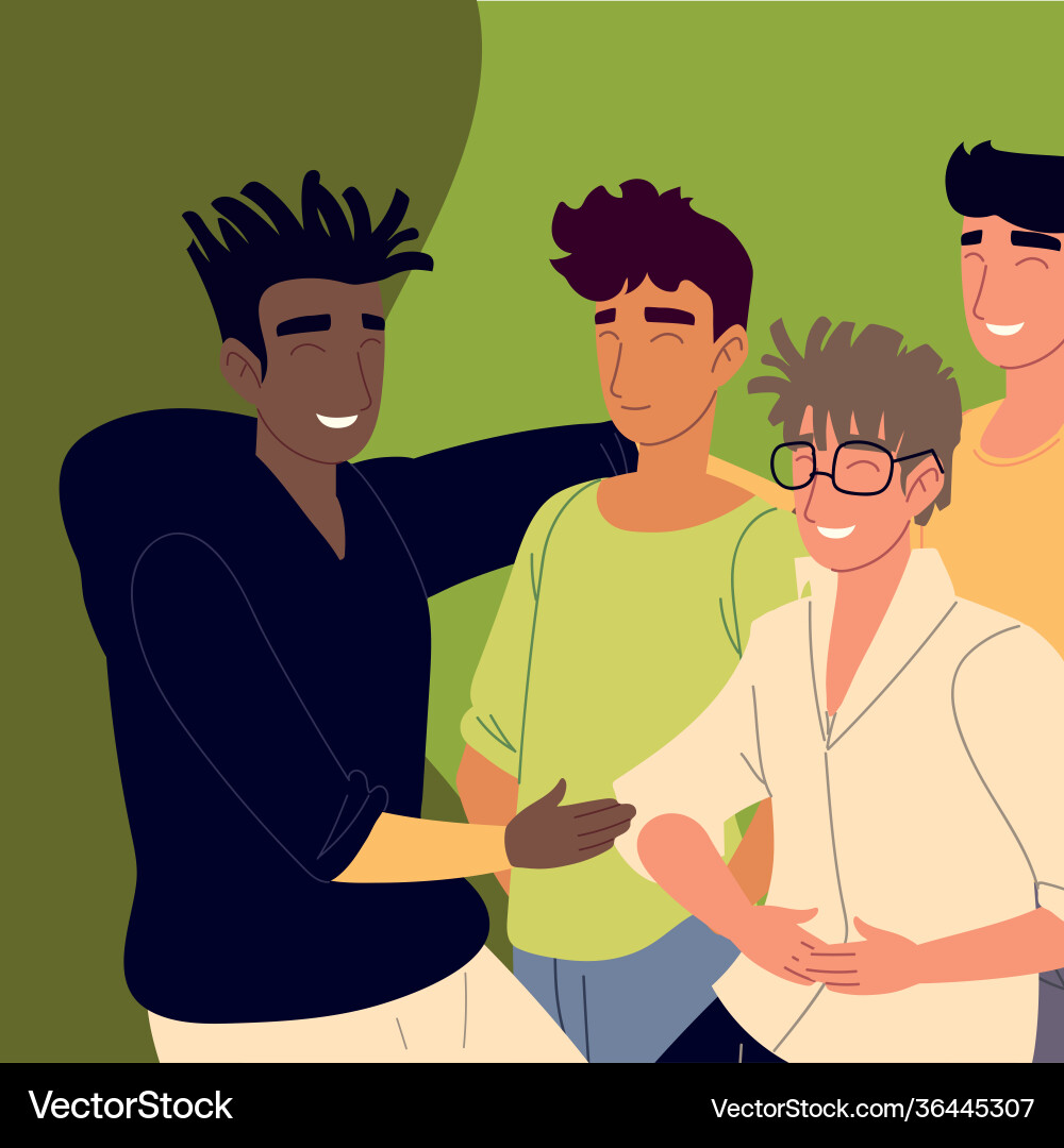 Friends men group Royalty Free Vector Image - VectorStock