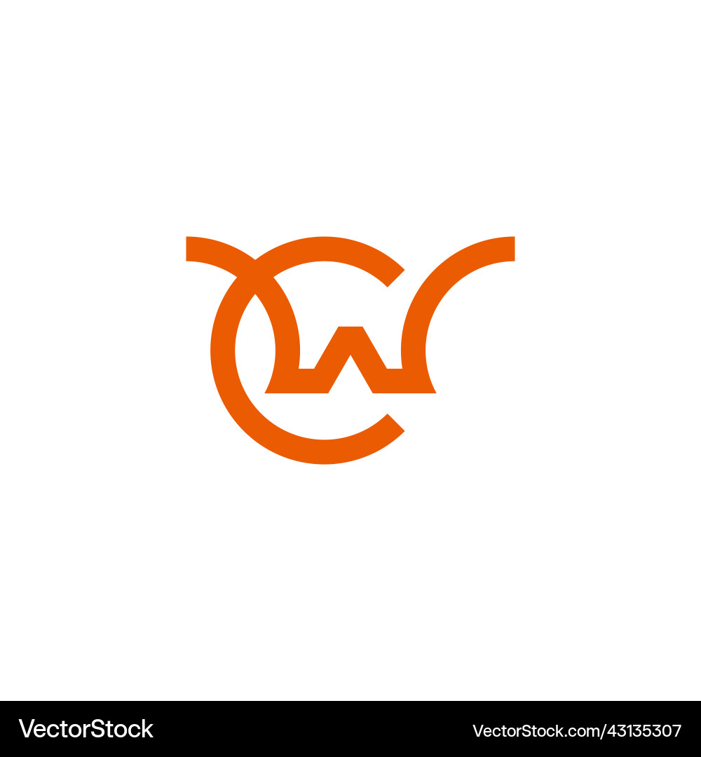Letter cw simple curves geometric line logo Vector Image