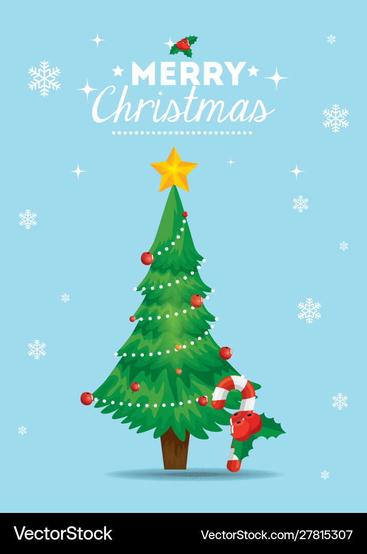 Merry christmas poster with pine tree Royalty Free Vector