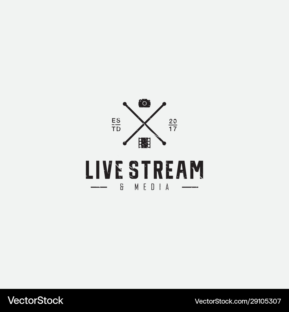 Retro media and live streaming logo classic Vector Image