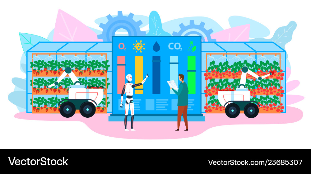 Robotic plants growing futuristic technology ai Vector Image