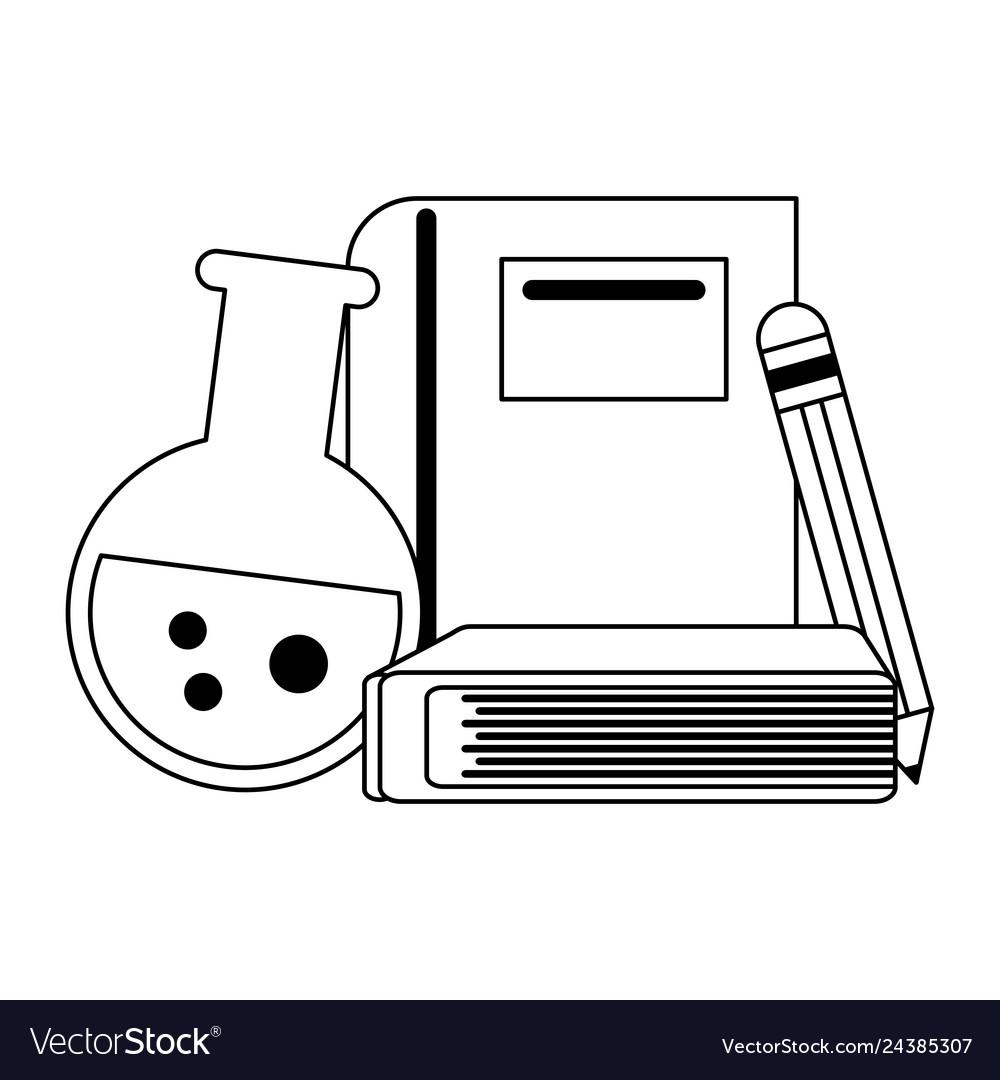 School utensils and supplies in black and white Vector Image