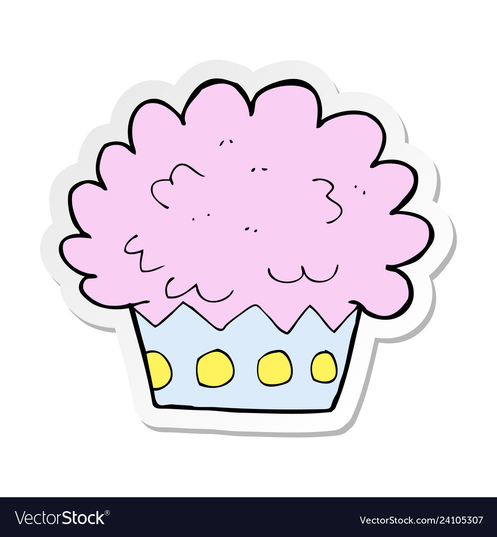 Sticker of a cartoon cup cake Royalty Free Vector Image