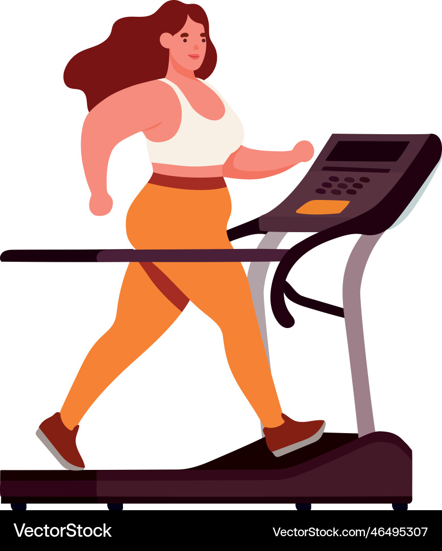 Strong woman in walking machine Royalty Free Vector Image