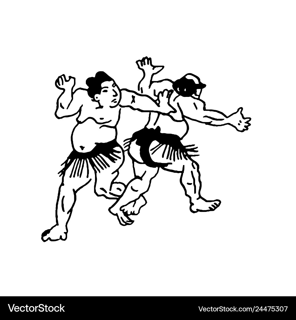 Sumo Wrestlers in Action Royalty Free Vector Image