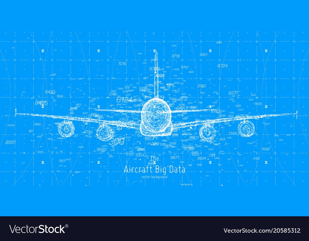 Abstract plane big data graph visualization Vector Image