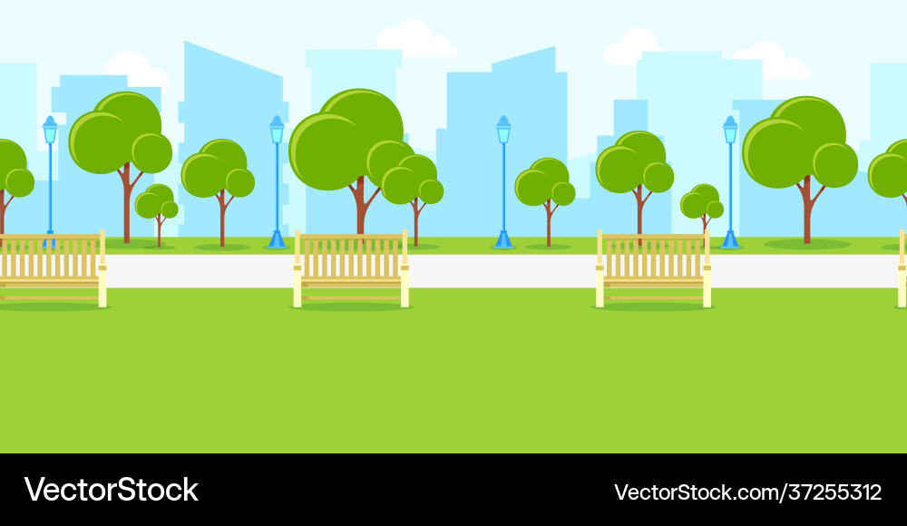 City park landscape horizontal seamless Royalty Free Vector