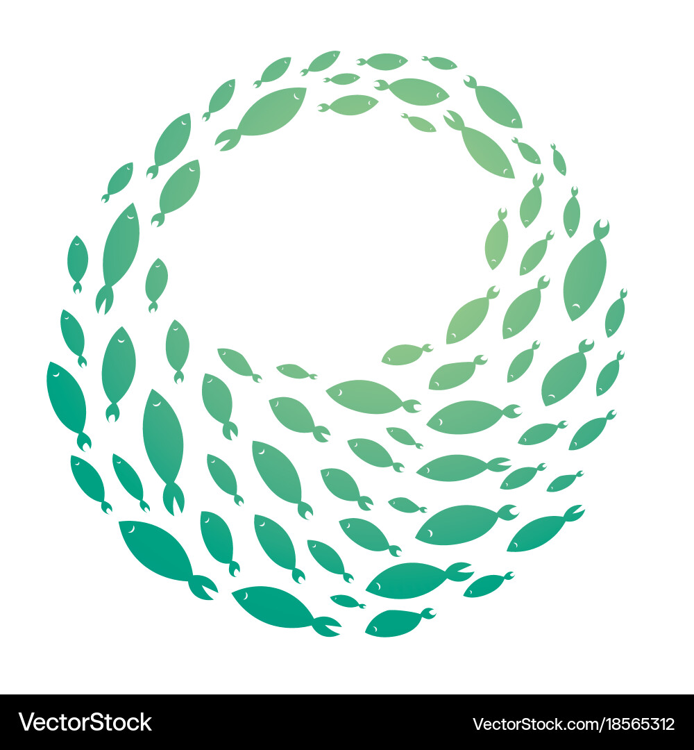 Colored silhouettes school of fish a group Vector Image