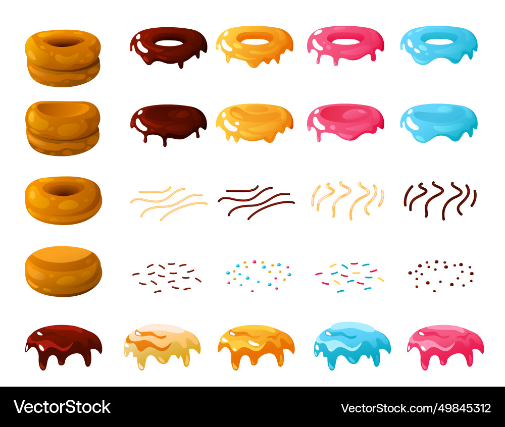 Donut cake kit cartoon bakery sweet doughnut Vector Image