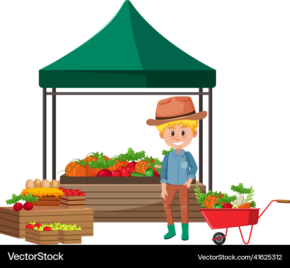 Farmer selling organic produce Royalty Free Vector Image