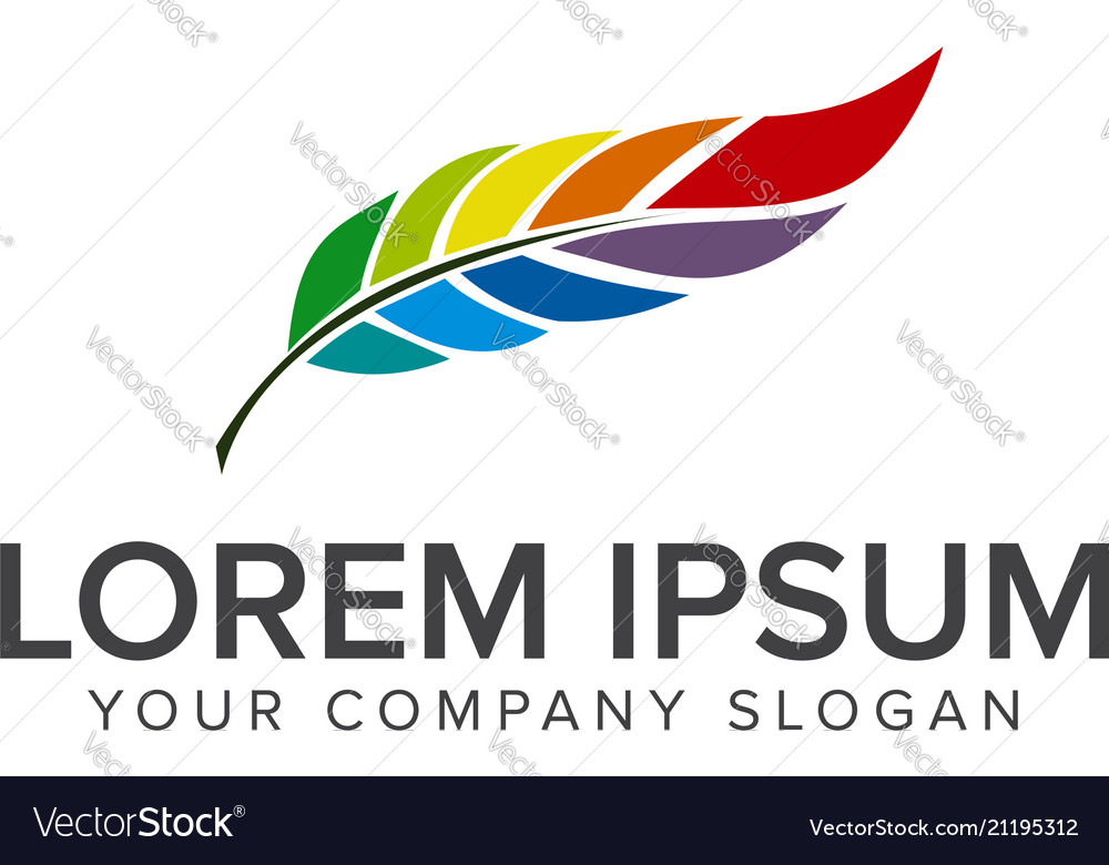 Feather leaf logo multicolor design concept Vector Image Feather leaf logo multicolor design concept Vector Image