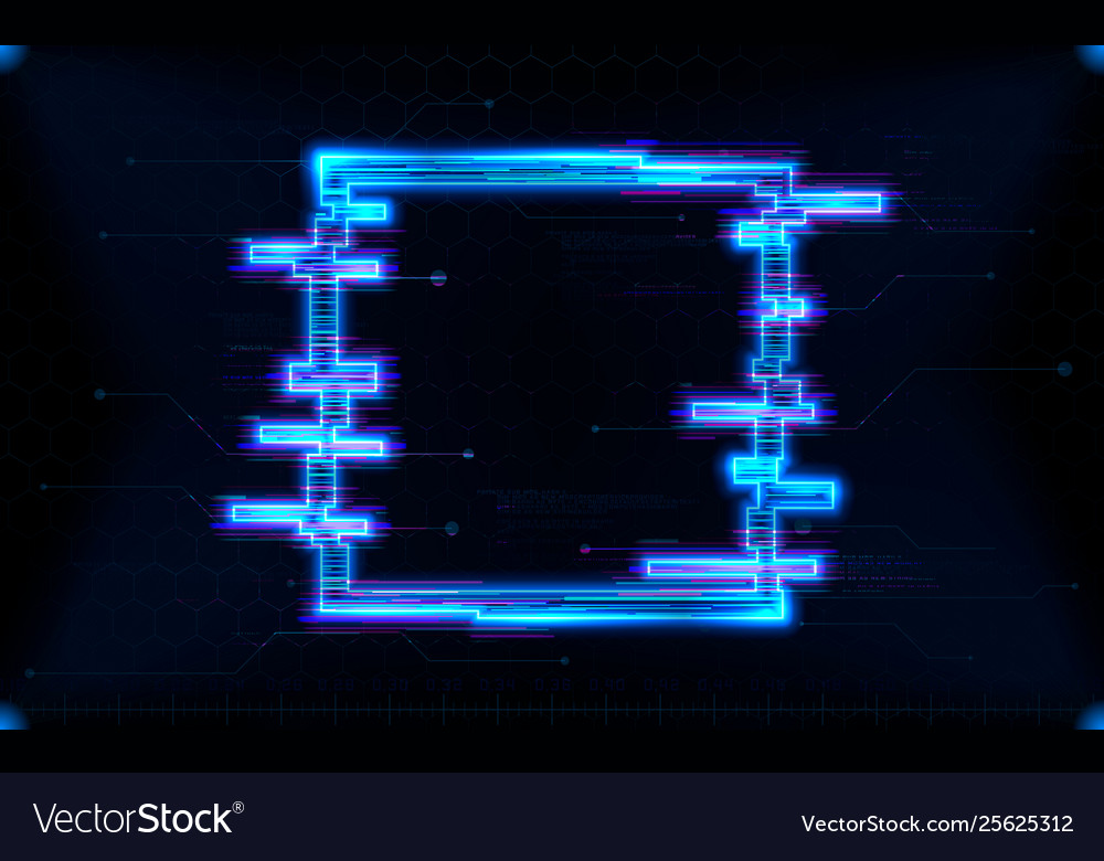 Futuristic hologram hud square shape with neon Vector Image Futuristic hologram hud square shape with neon Vector Image
