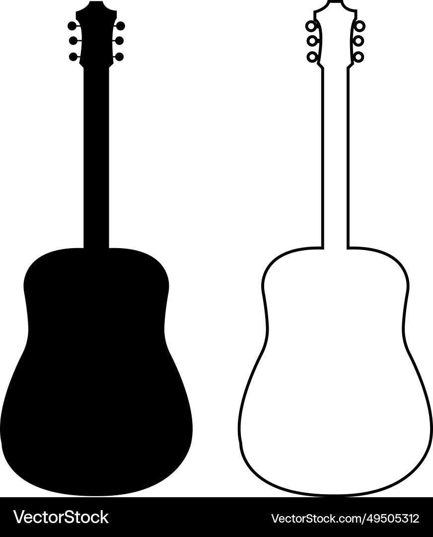 Guitar silhouettes icon set flat and line Vector Image