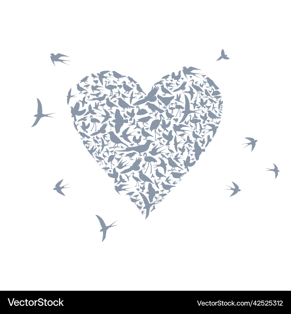 Heart of birds Royalty Free Vector Image - VectorStock