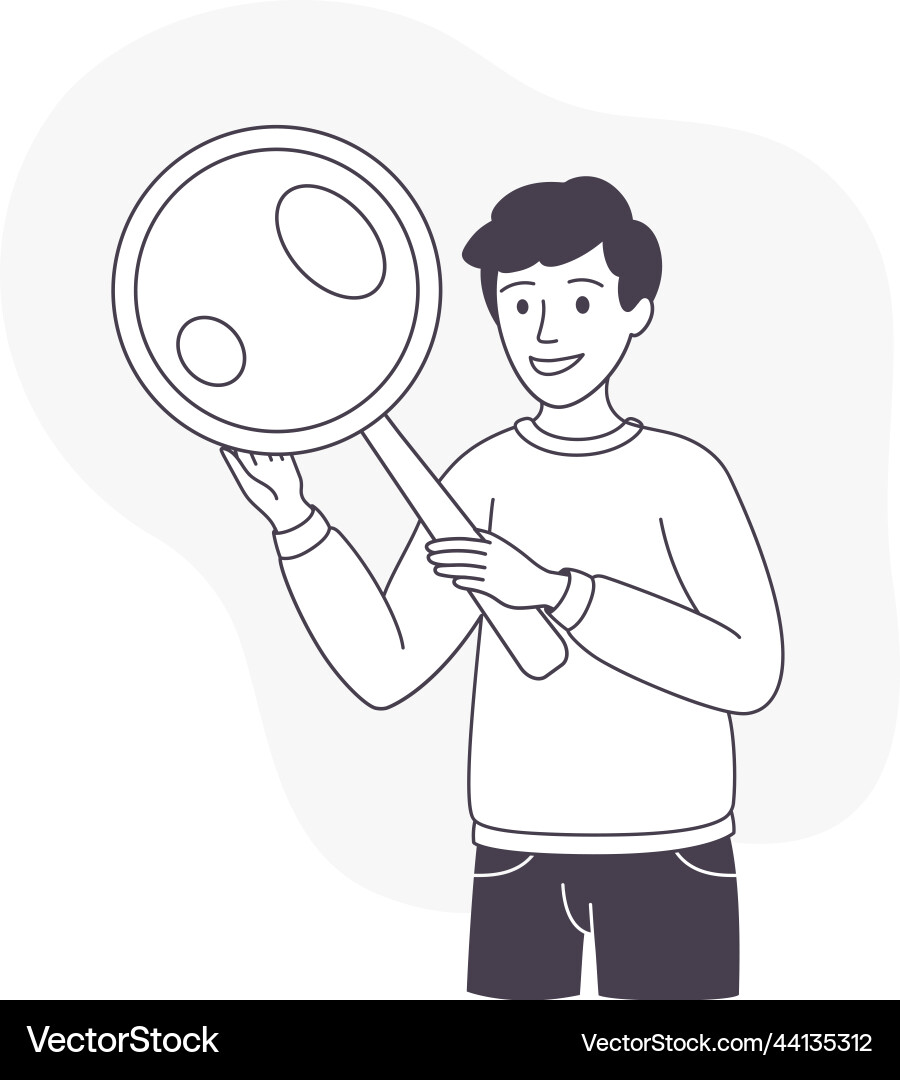 Man character with magnifying glass looking Vector Image