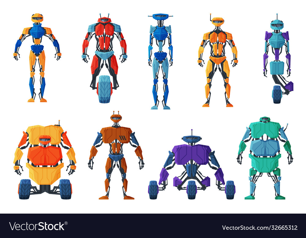 Modern robots set android future robotic Vector Image