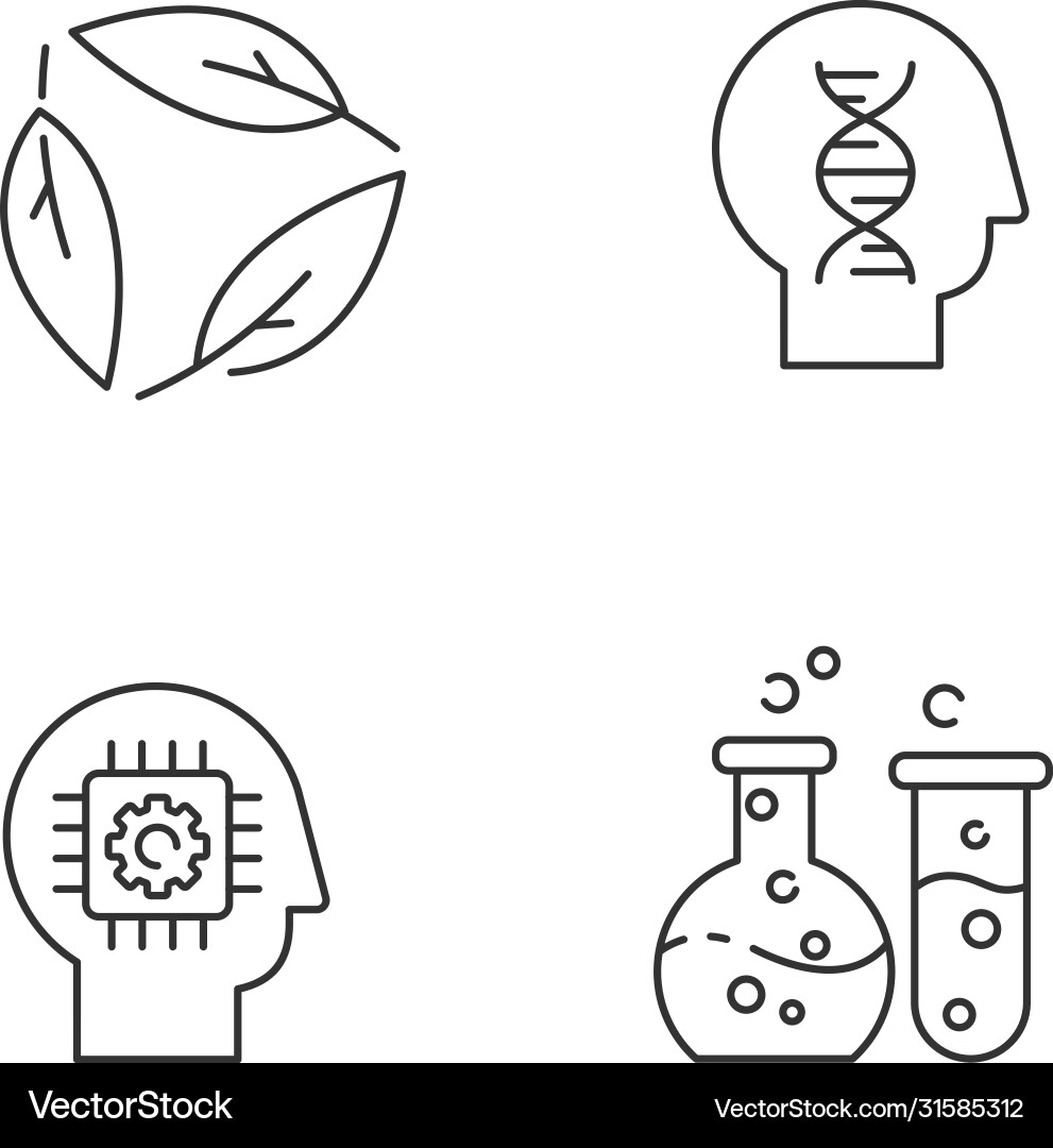 Modern sciences pixel perfect linear icons set Vector Image