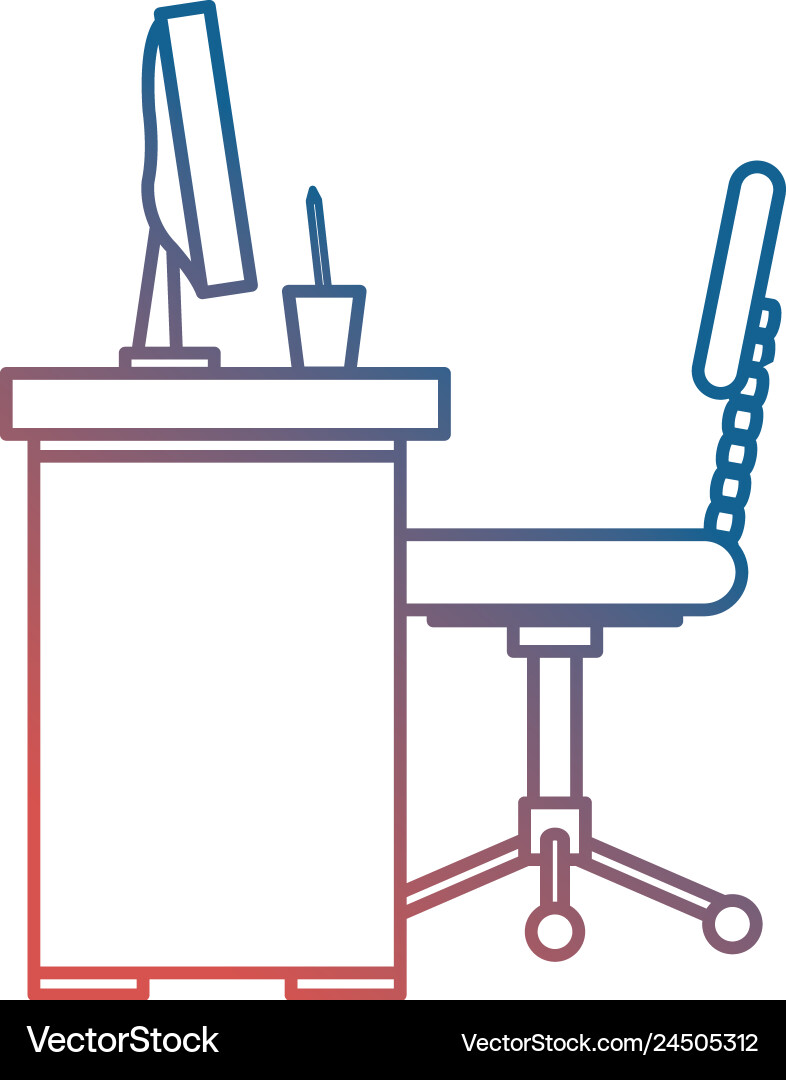 Office workplace with desk and desktop scene Vector Image